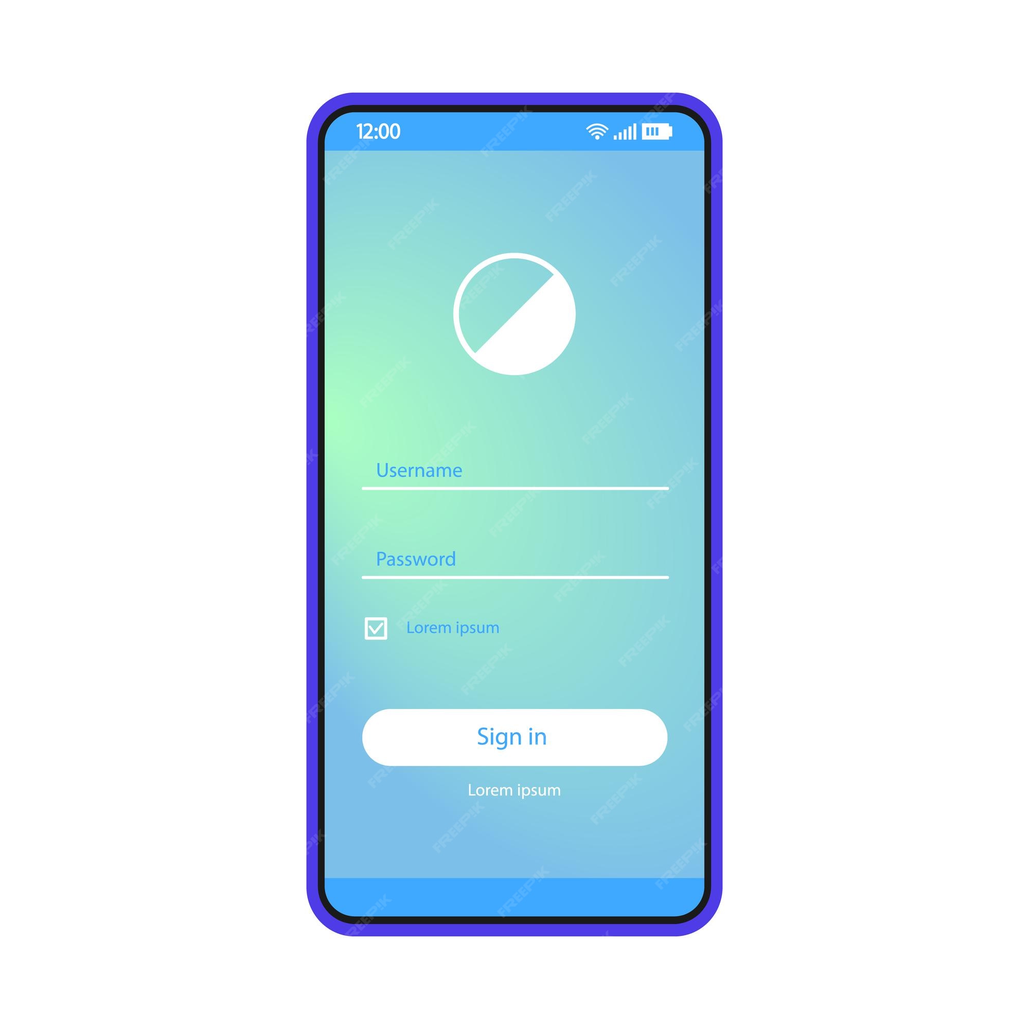 Premium Vector | Login screen vector template. sign in smartphone page ...