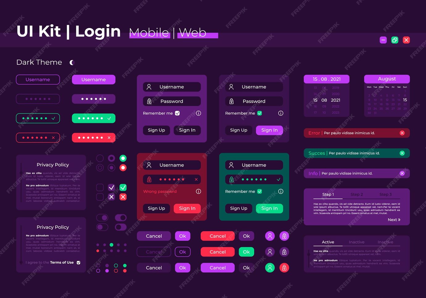 Premium Vector Login Ui Elements Kit Registration Form System