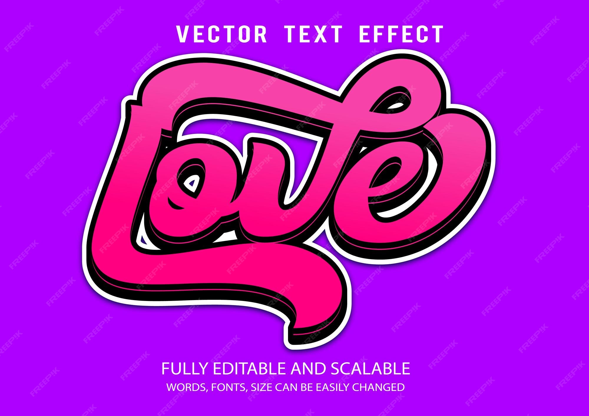 Premium Vector Love Editable Text Effect Vector Template With Cute