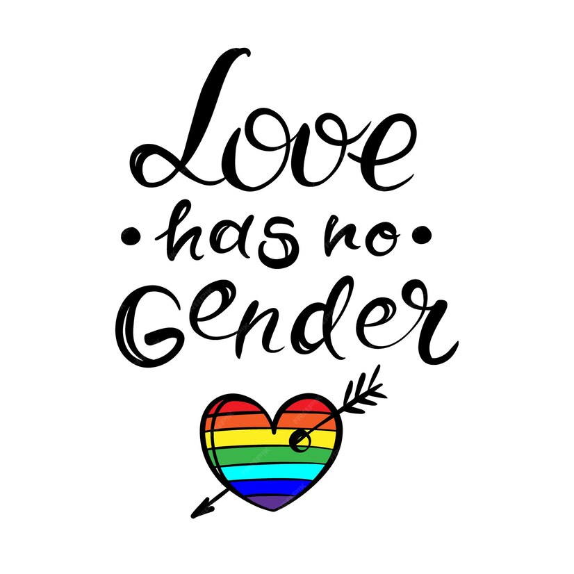 Premium Vector Love Has No Gender Handwritten Text Heart Rainbow Shot By An Arrow