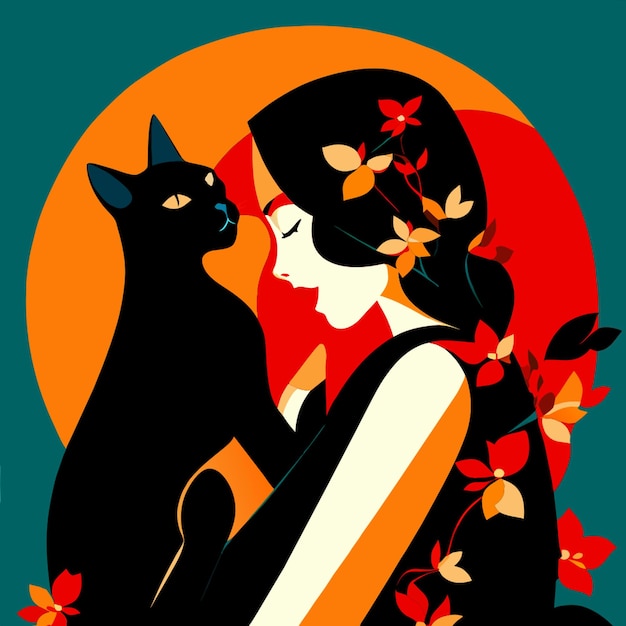 Loving Moments Between A Cat And A Human Vector Illustration Premium Ai Generated Vector