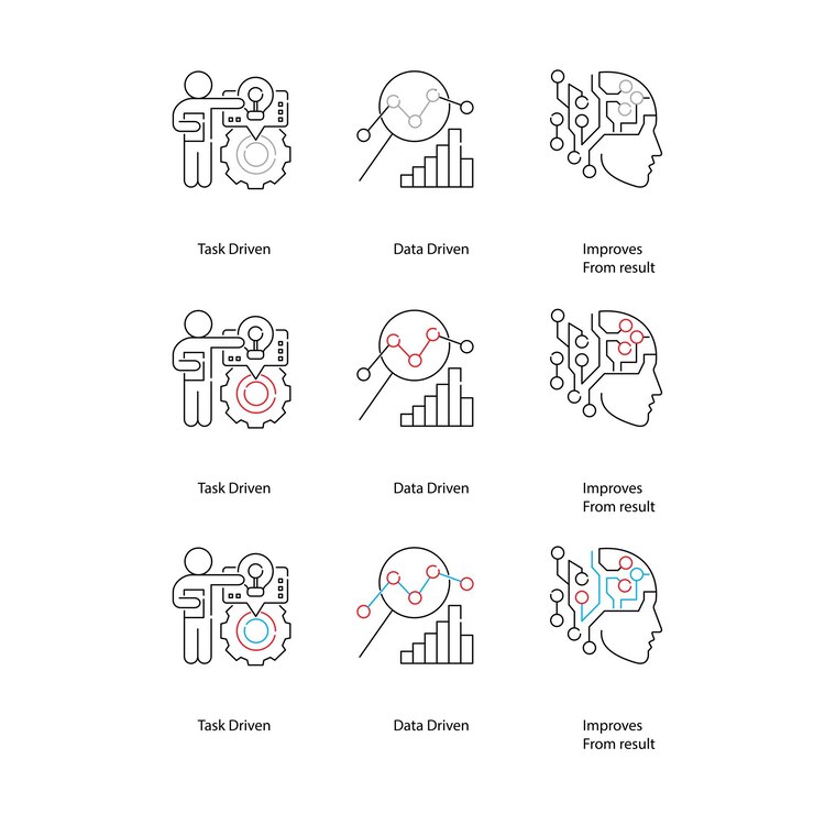 Premium Vector | Machine learning algorithm icons streamlining ...