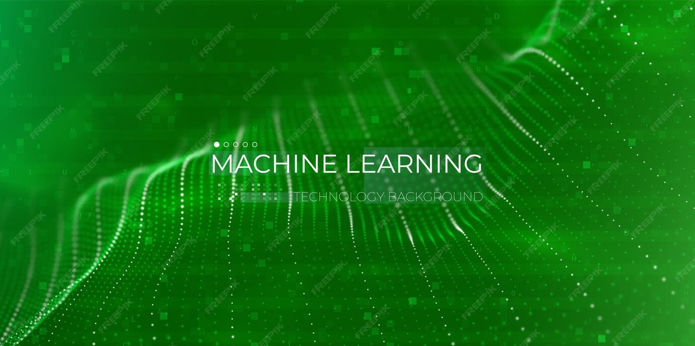 Premium Vector | Machine learning concept. Abstract green particle ...