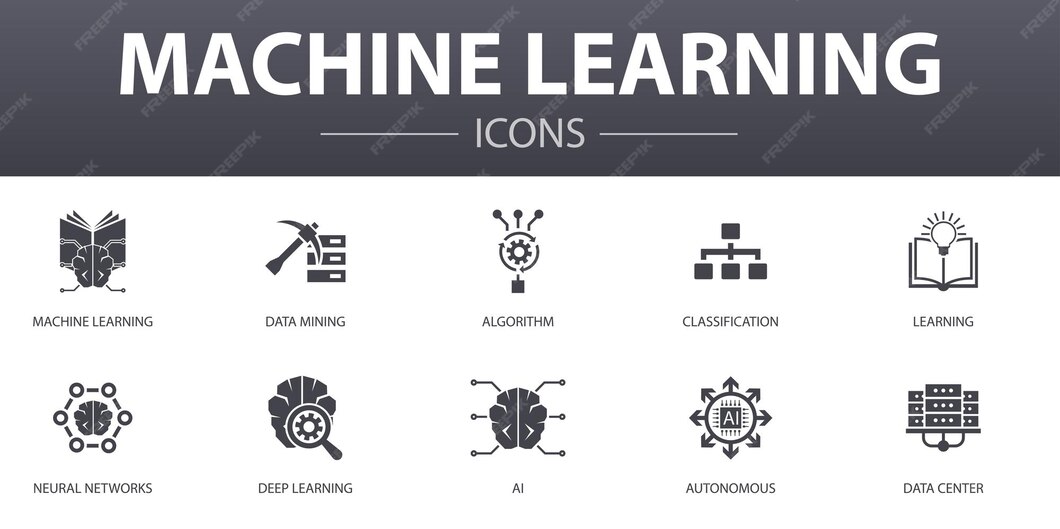 Premium Vector | Machine learning simple concept icons set. Contains ...