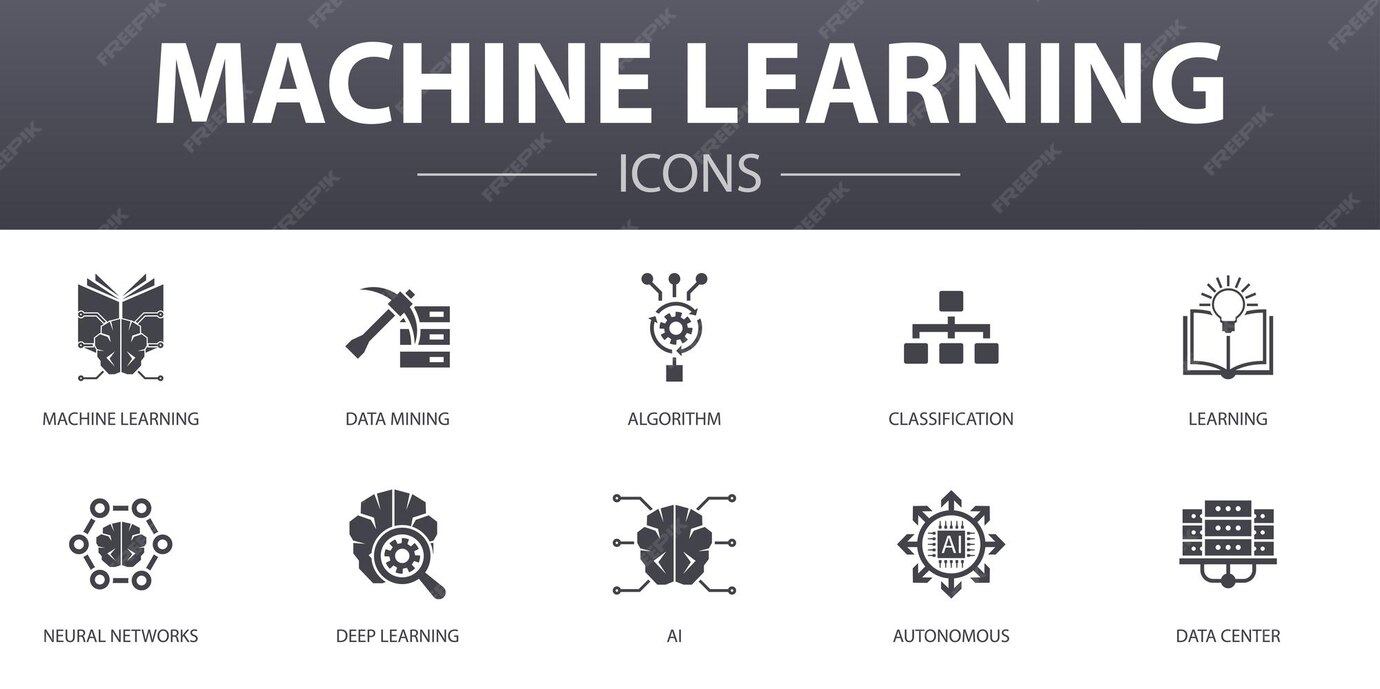Premium Vector | Machine learning simple concept icons set. Contains ...