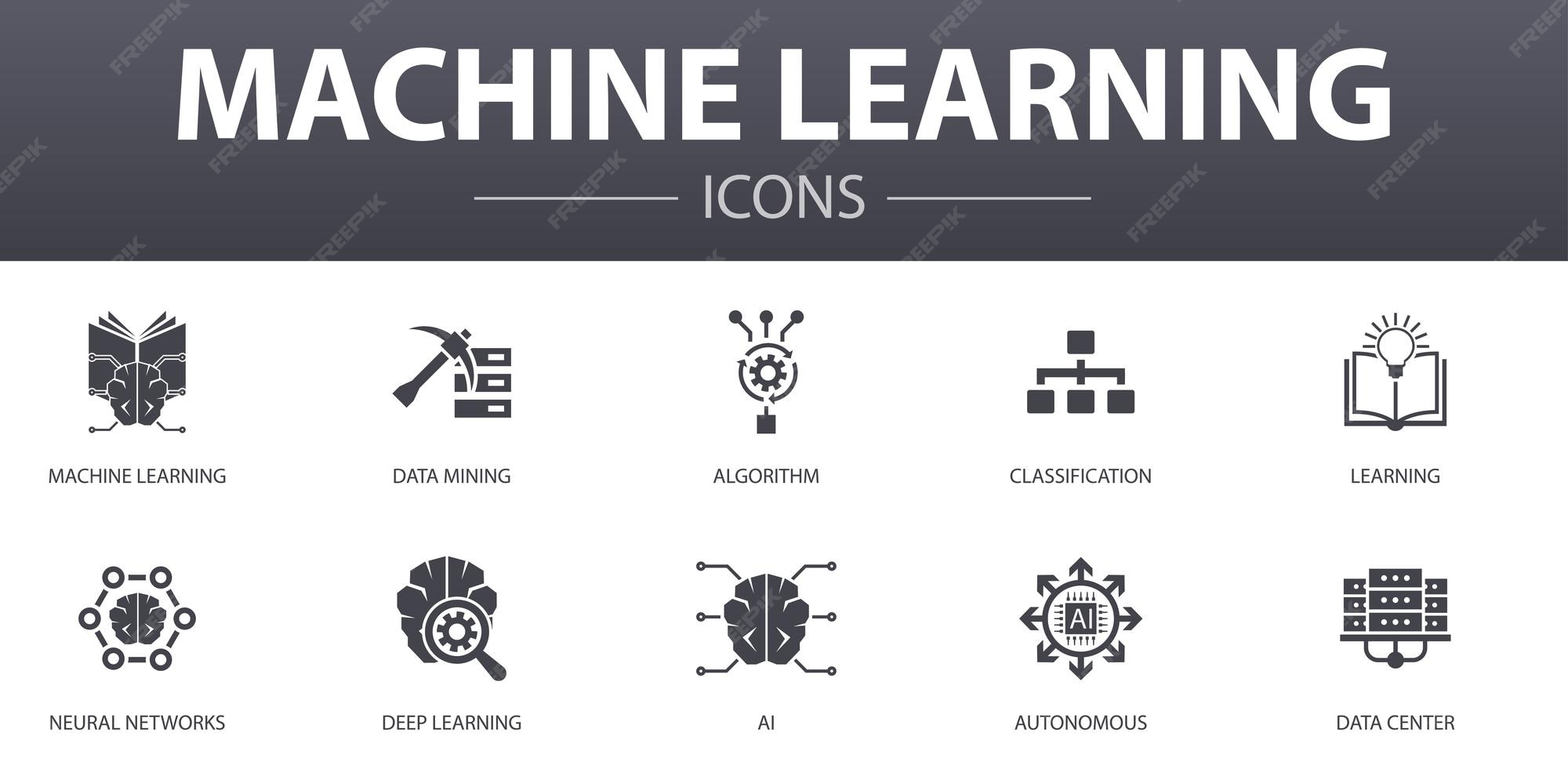 Premium Vector | Machine learning simple concept icons set. Contains ...