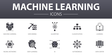 Premium Vector | Machine learning simple concept icons set. Contains ...