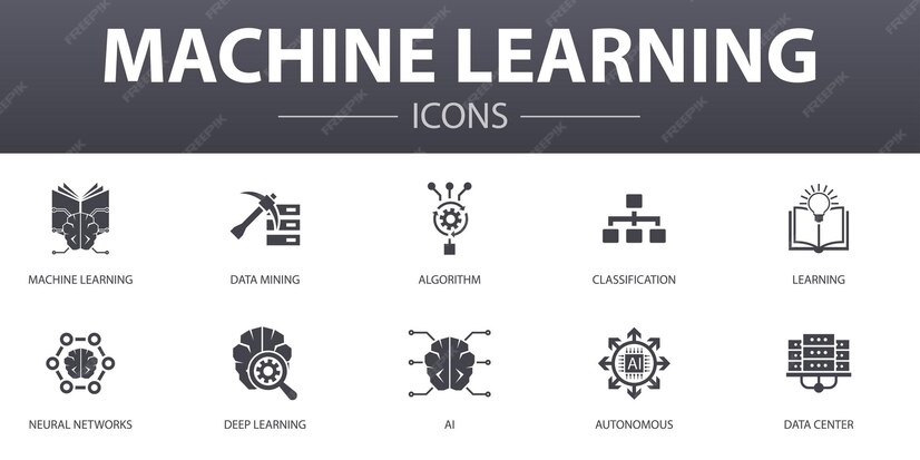 Premium Vector | Machine learning simple concept icons set. Contains ...