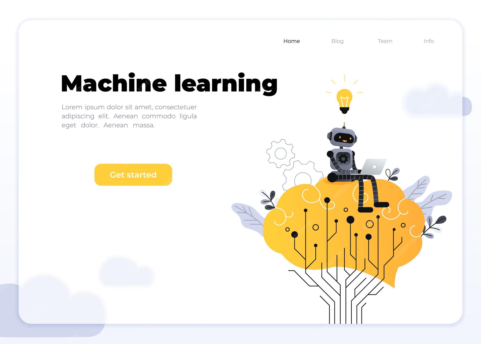 Premium Vector | Machine learning vector website template, landing page ...