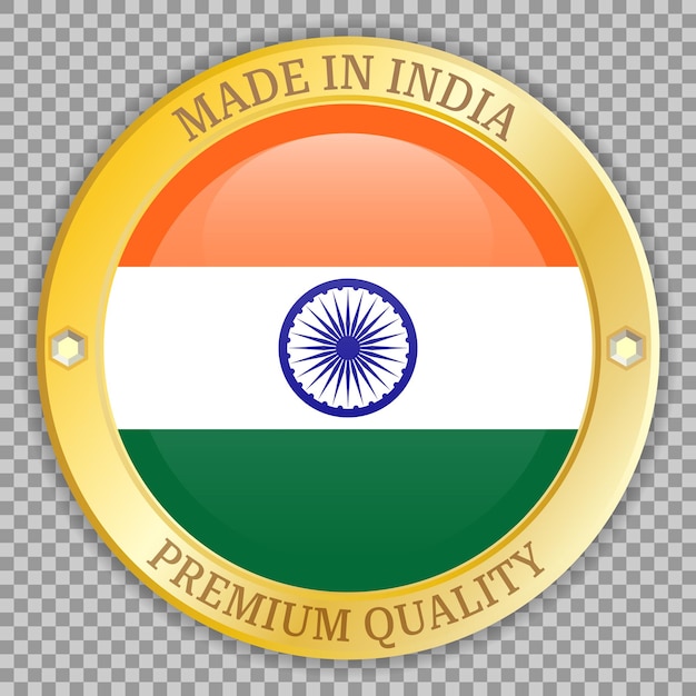 Premium Vector | Made in India Premium quality gold badge Premium Vector | Made in India Premium quality gold badge