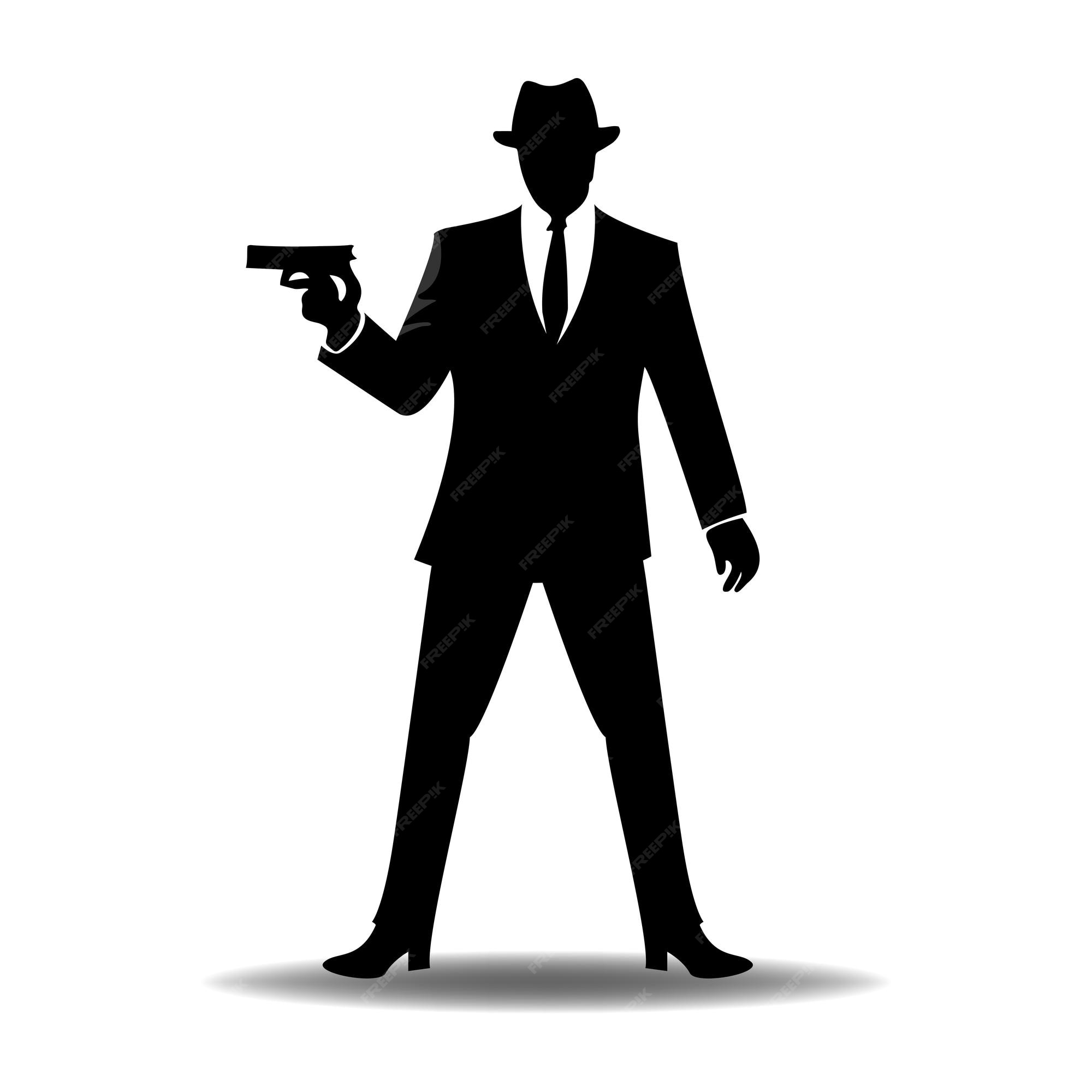 Premium Vector Mafia Silhouette Vector Detective Silhouette Vector Isolated Gangster Pose