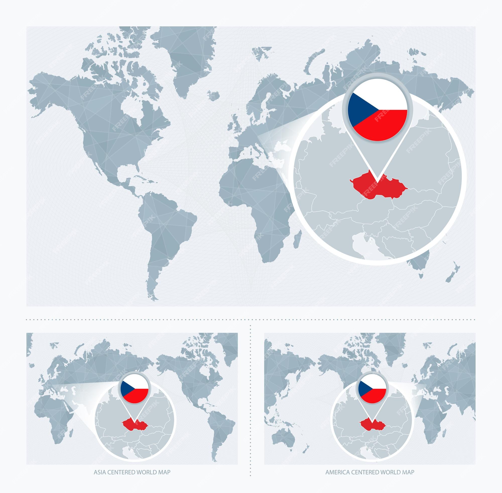 Premium Vector Magnified Czech Republic Over Map Of The World 3