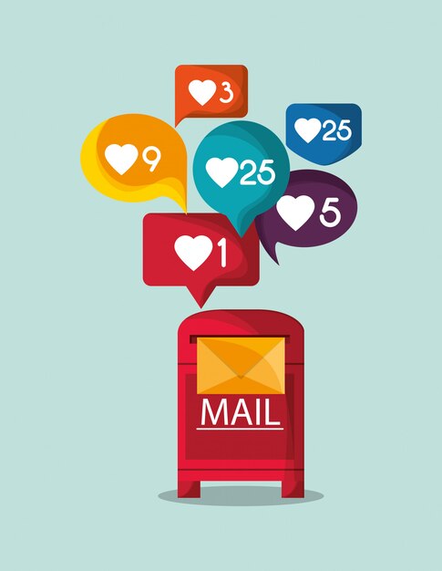 Premium Vector | Mail message envelope with communication icons image Premium Vector | Mail message envelope with communication icons image