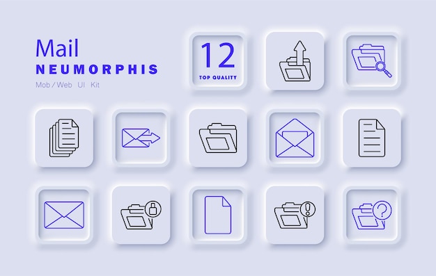 Premium Vector | Mail set icon Envelope send folder inbox outbox document email attachment ...