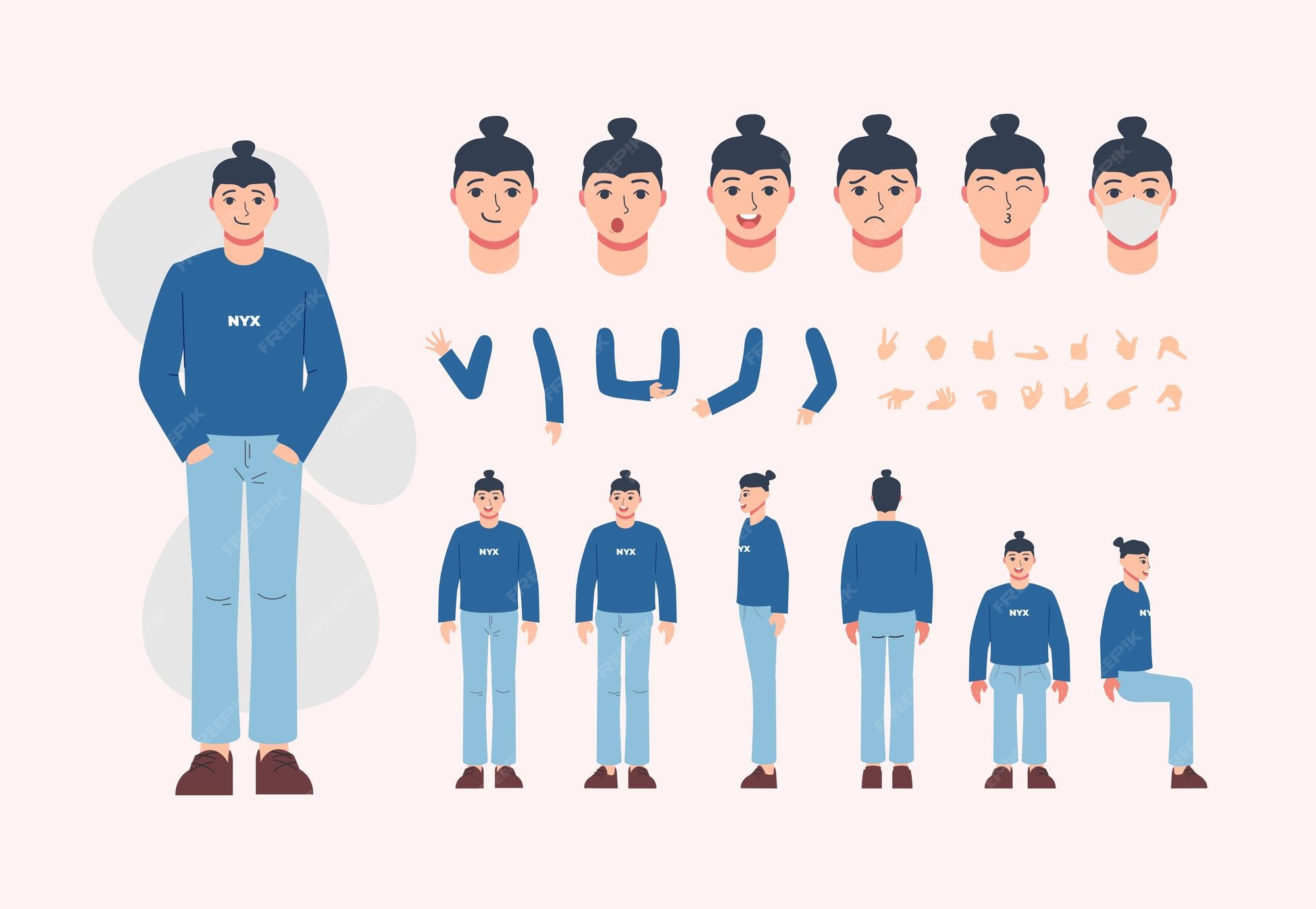 Premium Vector Male Character Poses Illustration