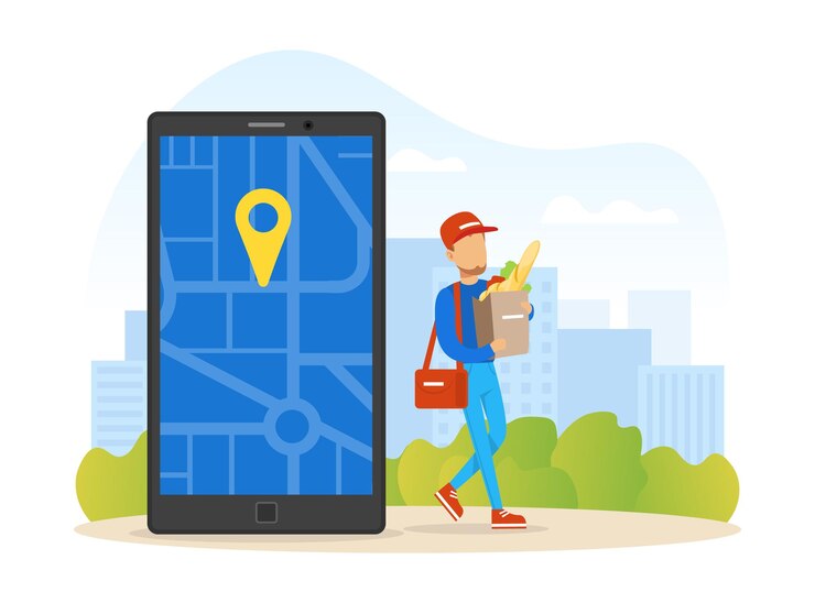 Premium Vector | Male courier delivering grocery order to customer ... Premium Vector | Male courier delivering grocery order to customer ...