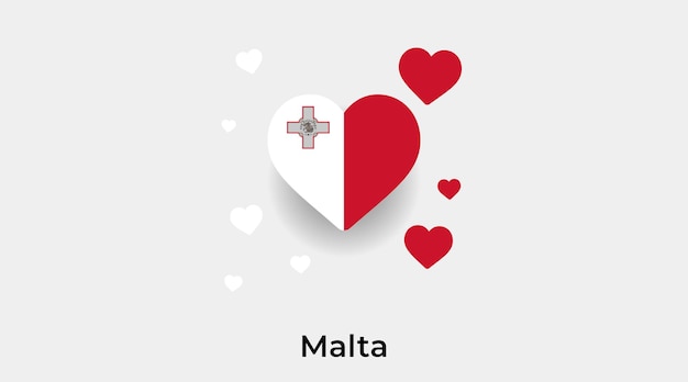Premium Vector Malta Flag Heart Shape With Additional Hearts Icon