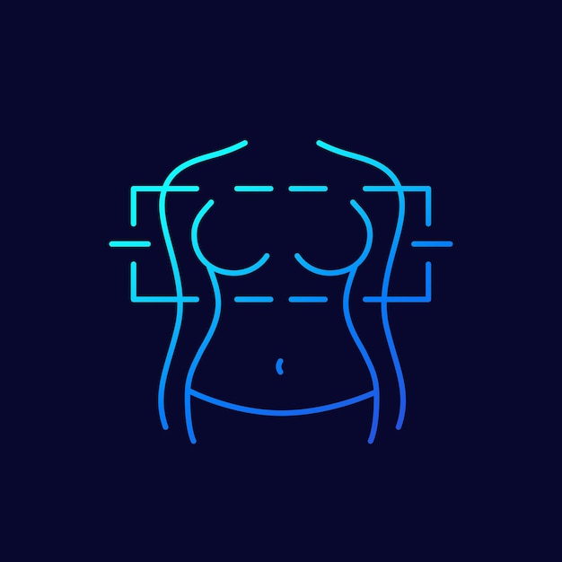Premium Vector | Mammography breast scan line vector icon Premium Vector | Mammography breast scan line vector icon