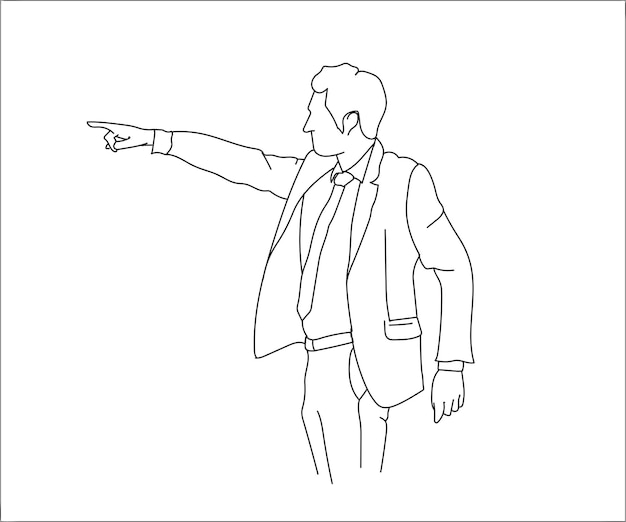 Premium Vector | Man boy line art vector drawing Premium Vector | Man boy line art vector drawing