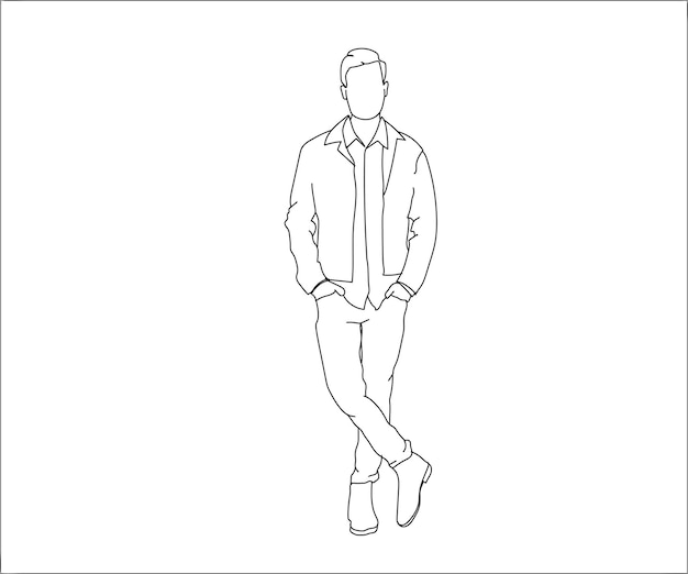 Premium Vector | Man boy line art vector drawing Premium Vector | Man boy line art vector drawing