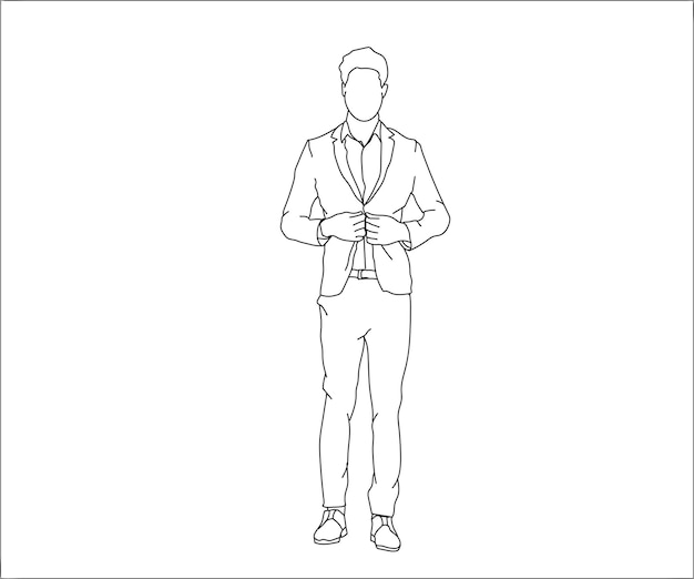 Premium Vector | Man boy line art vector drawing Premium Vector | Man boy line art vector drawing
