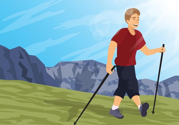 Premium Vector | Man Doing Nordic Walking Premium Vector | Man Doing Nordic Walking