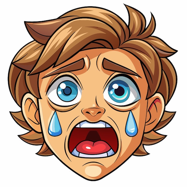 Man face cries vector white background vector illustration kawaii ... Man face cries vector white background vector illustration kawaii ...