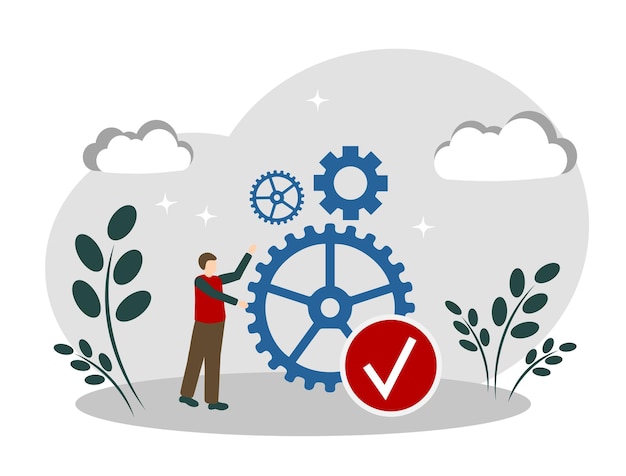 Premium Vector | A man and gears the concept of brainstorming ... Premium Vector | A man and gears the concept of brainstorming ...