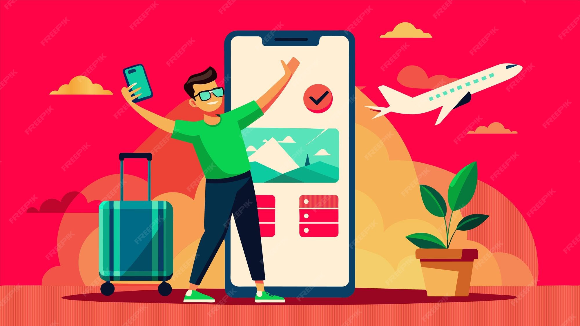 Premium Vector A Man Holding A Phone With A Picture Of A Man Holding