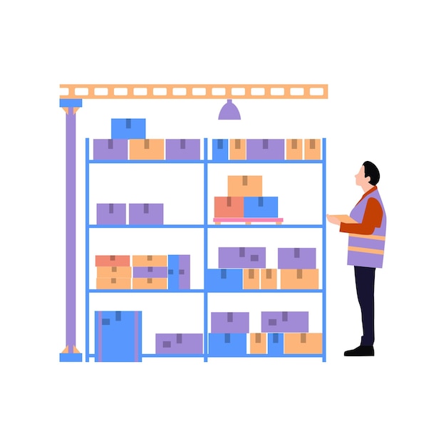 Premium Vector | A man is inspecting a product Premium Vector | A man is inspecting a product