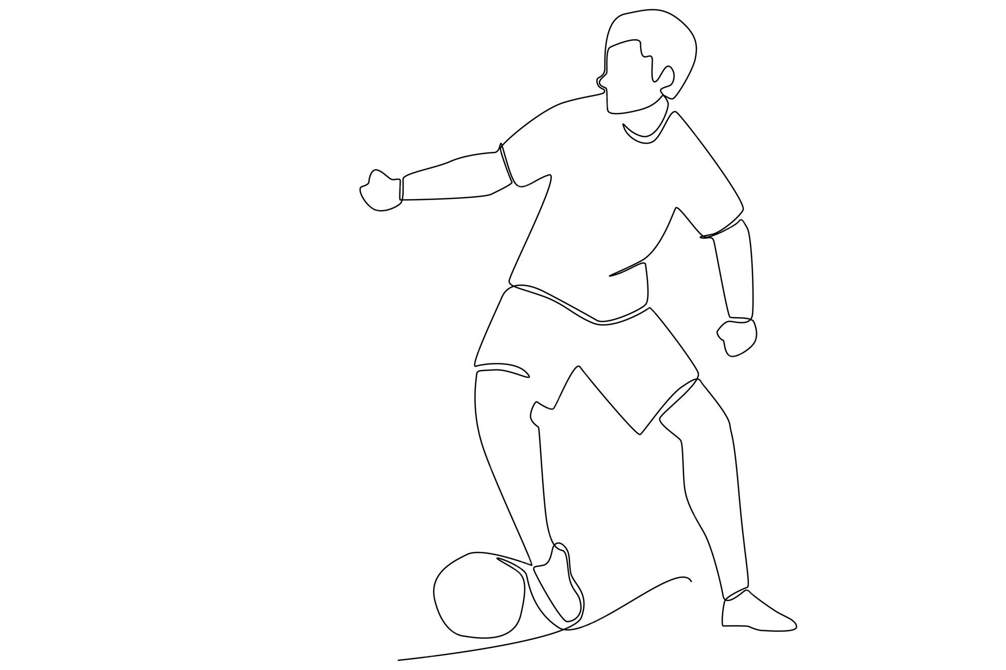 Premium Vector A Man Passing A Ball On A Football Or Soccer Game Line Art