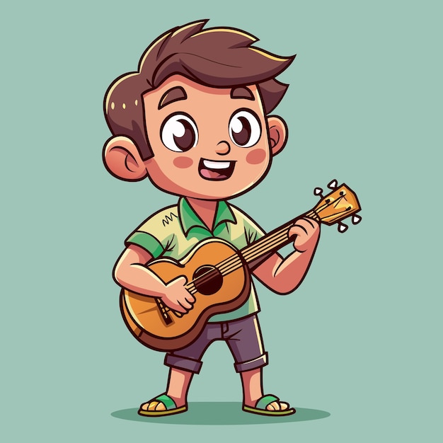 Man Playing Ukulele Cartoon Character Design Premium Ai Generated Vector
