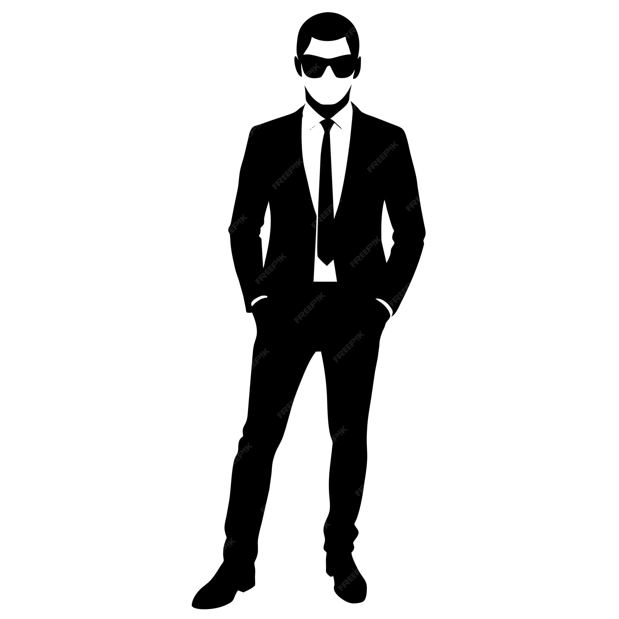 Premium Vector A Man In A Suit And Sunglasses Stands In Front Of A
