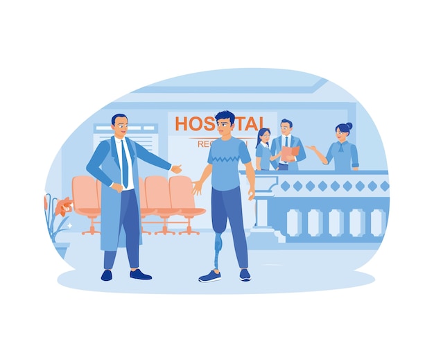 Premium Vector | A man with a prosthesis visits the hospital The doctor ... Premium Vector | A man with a prosthesis visits the hospital The doctor ...