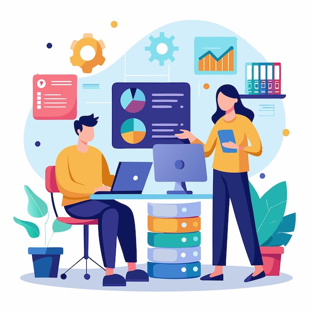 Man and Woman Exploring Database Concepts Collaboratively | Premium AI ... Man and Woman Exploring Database Concepts Collaboratively | Premium AI ...