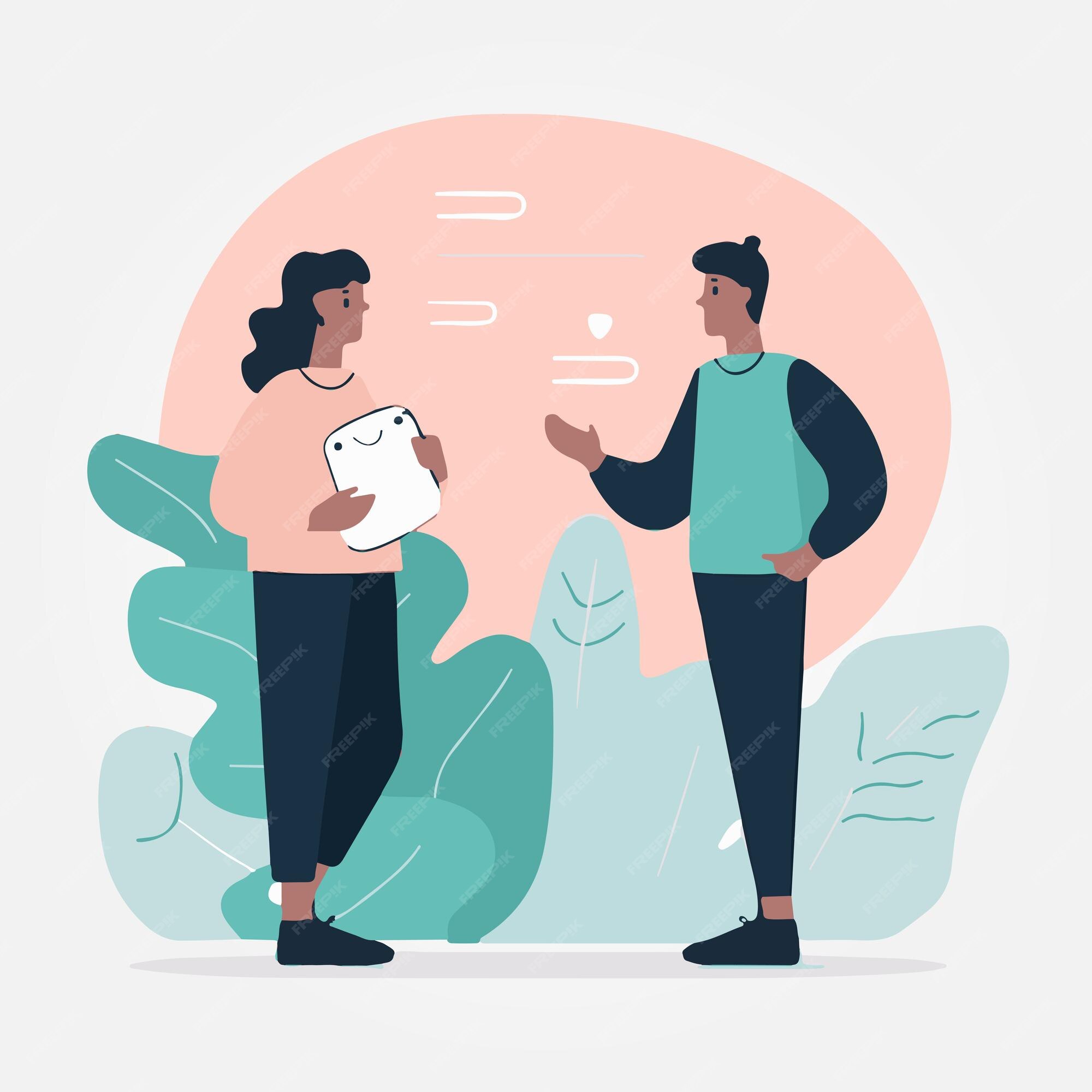 Premium Vector Man And Woman Talking Vector Illustration