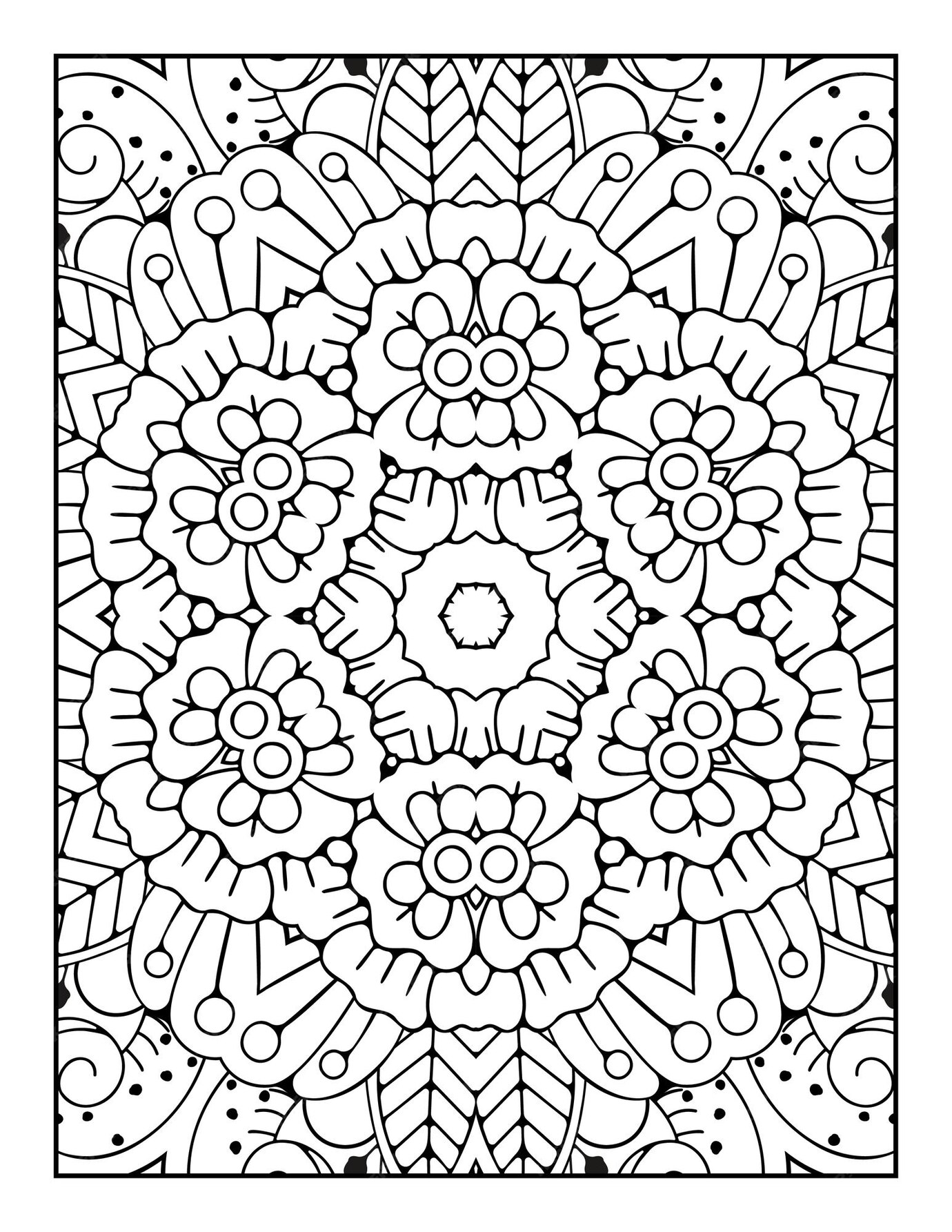 Premium Vector Mandala Coloring Page For Adults And Hand Drawn
