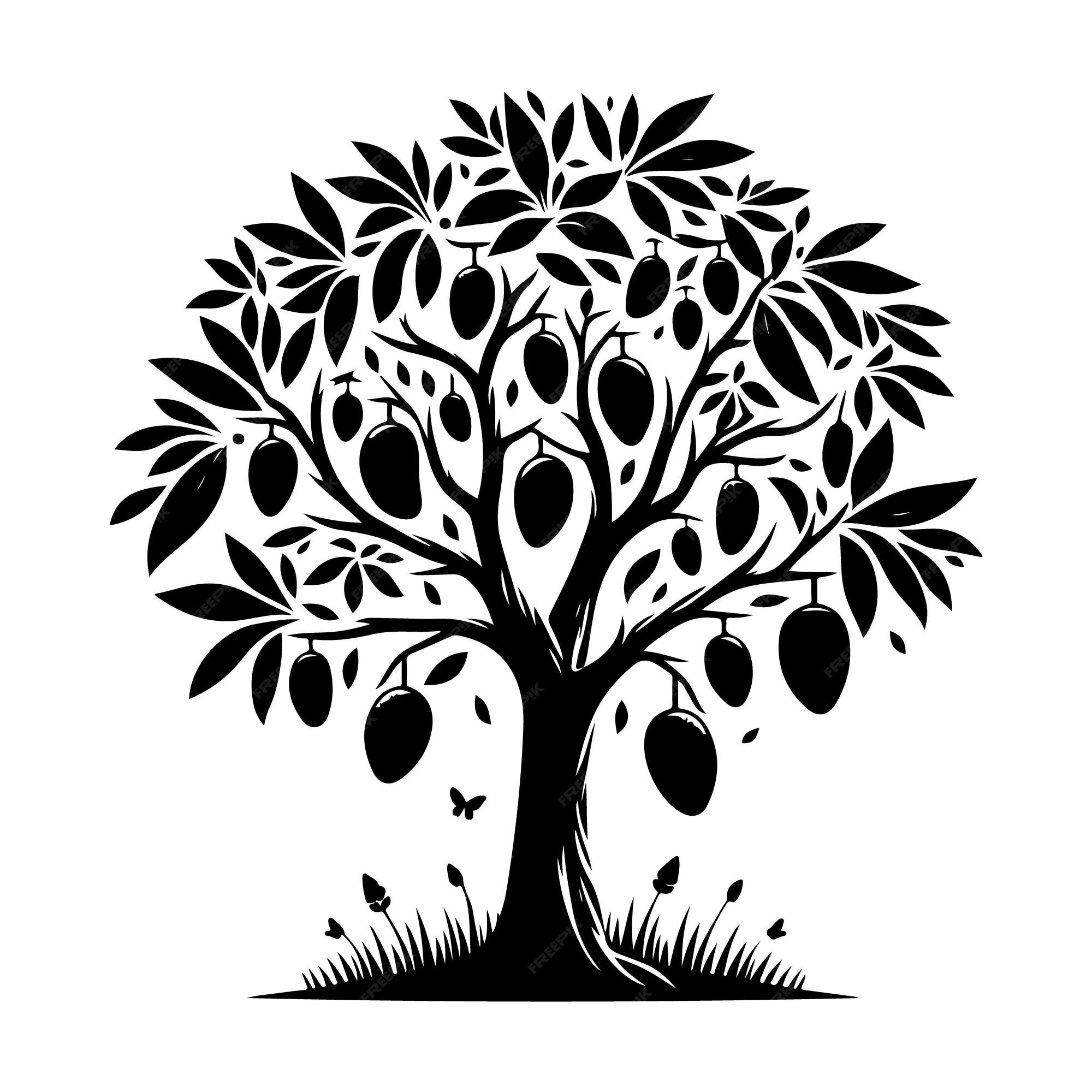 Premium Vector | Mango Tree Silhouette vector Illustration Premium Vector | Mango Tree Silhouette vector Illustration
