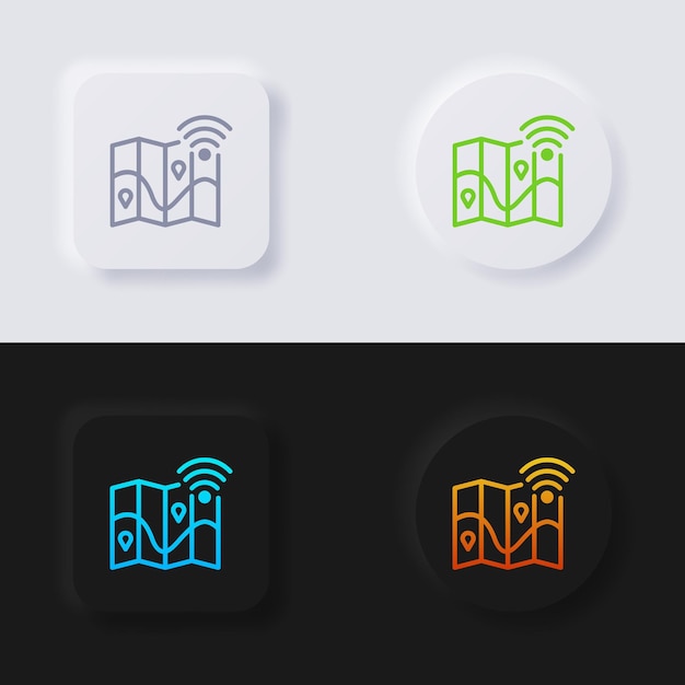 Premium Vector Map Button Icon Set Multicolor Neumorphism Button Soft Ui Design For Web Design