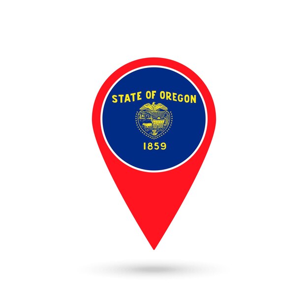 Premium Vector Map Pointer With Flag Of Oregon Vector Illustration