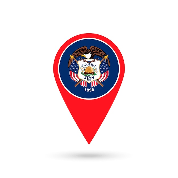 Premium Vector Map Pointer With Flag Of Utah Vector Illustration