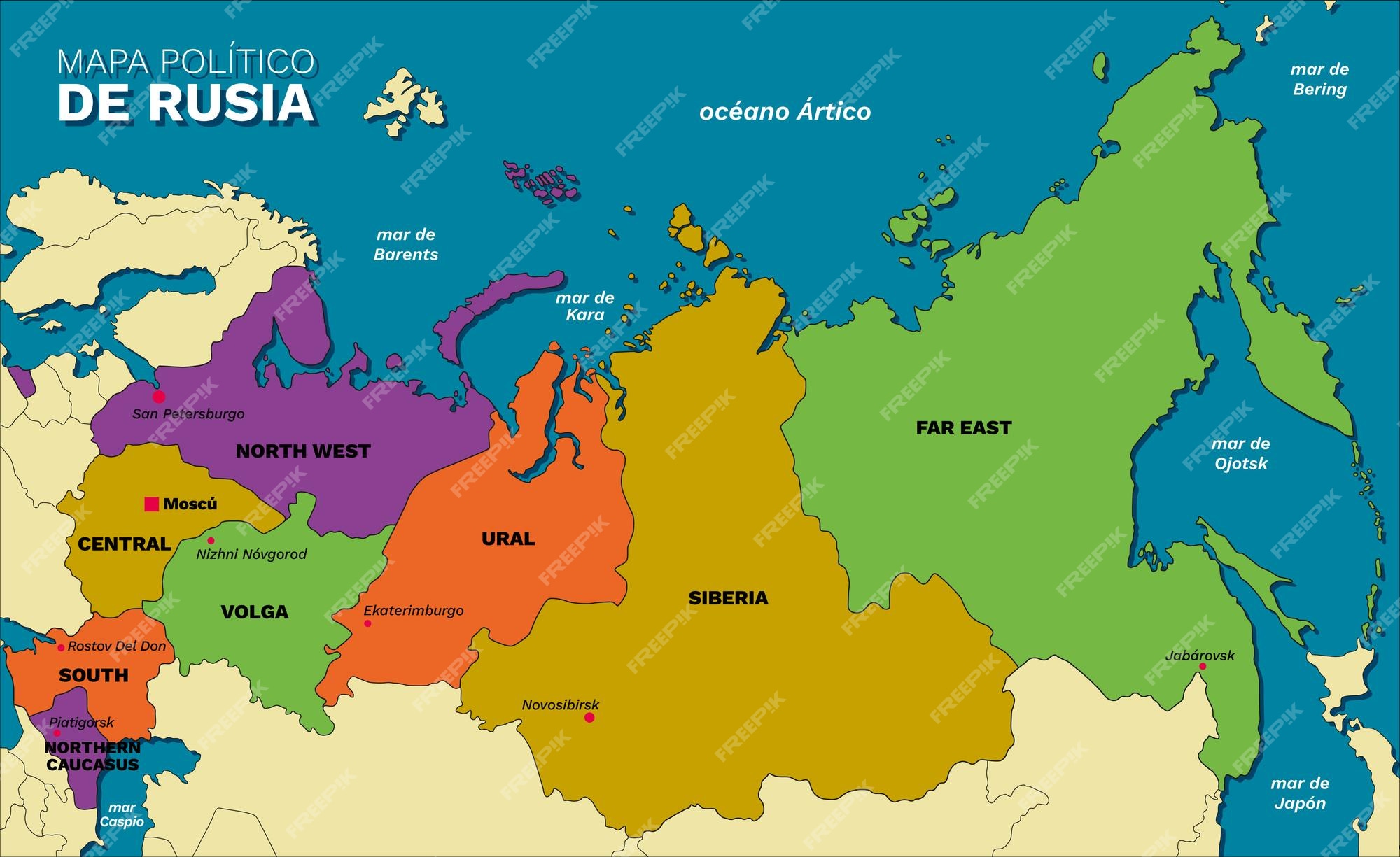 Mapa politico de Rusia | Премиум векторы Mapa politico de Rusia | Премиум векторы