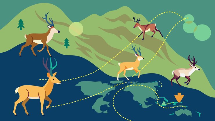 Premium Vector | Mapping the movements of pronghorn antelopes with ... Premium Vector | Mapping the movements of pronghorn antelopes with ...