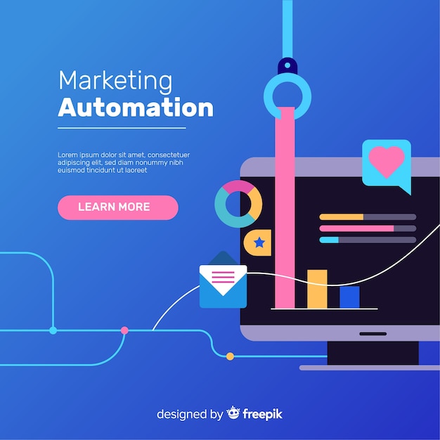 Premium Vector | Marketing automation flat background Premium Vector | Marketing automation flat background