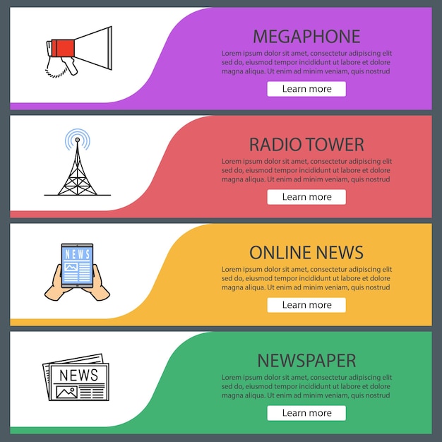 Premium Vector | Mass media web banner templates set. megaphone, tv or ... Premium Vector | Mass media web banner templates set. megaphone, tv or ...
