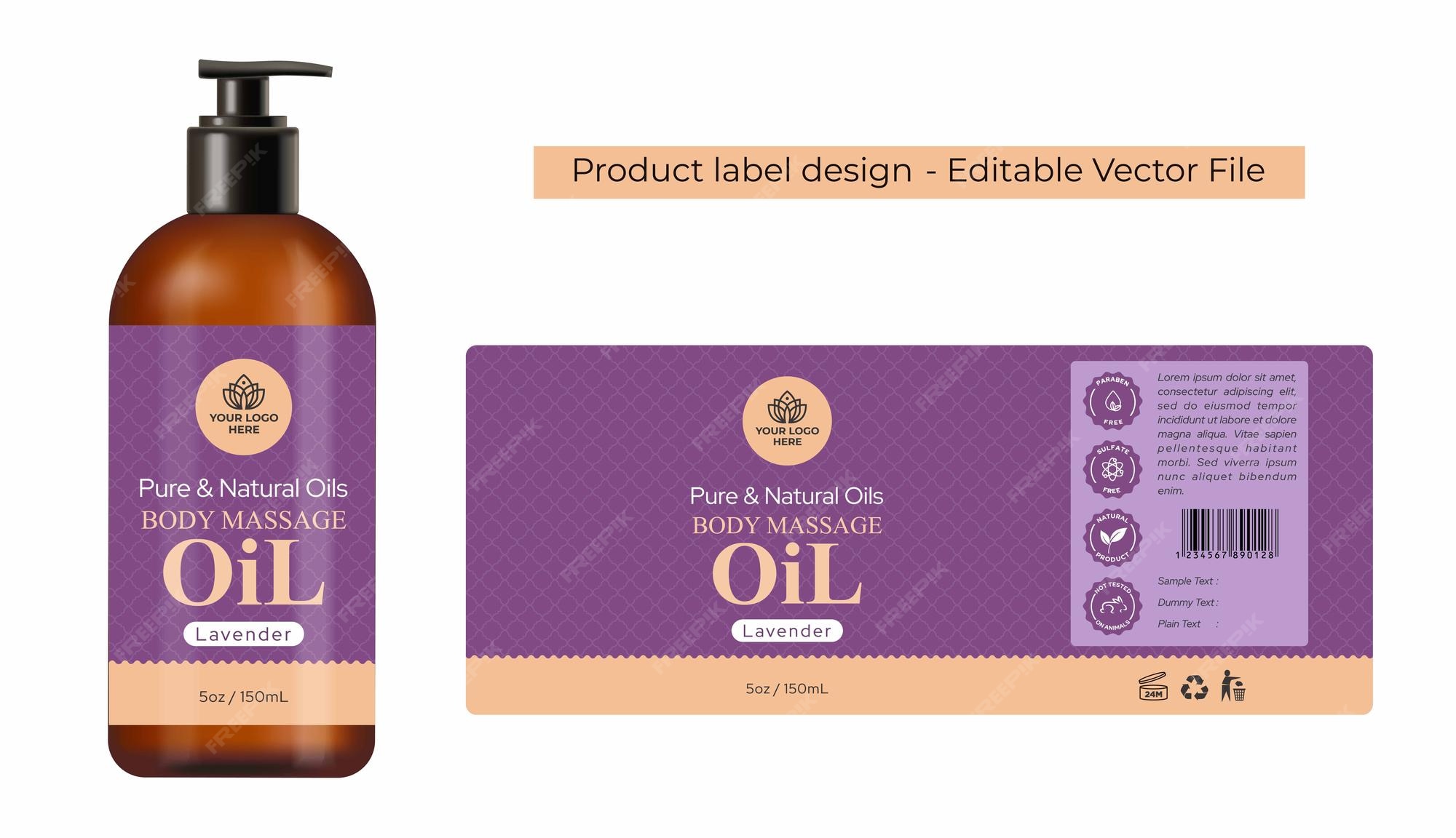 Premium Vector Massage Oil Label Design Hair Oil Body Oil Spa Product Packaging Design