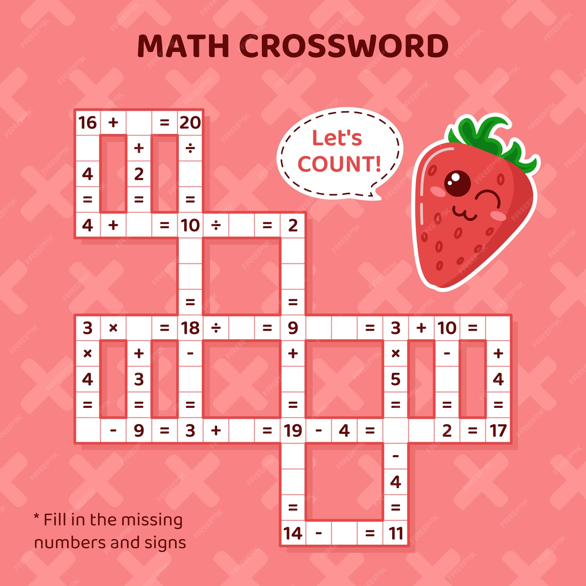 Premium Vector | Math crossword puzzle for kids addition subtraction ... Premium Vector | Math crossword puzzle for kids addition subtraction ...