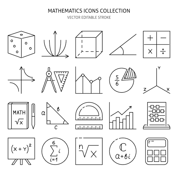 Premium Vector | Mathematics science icon set Premium Vector | Mathematics science icon set
