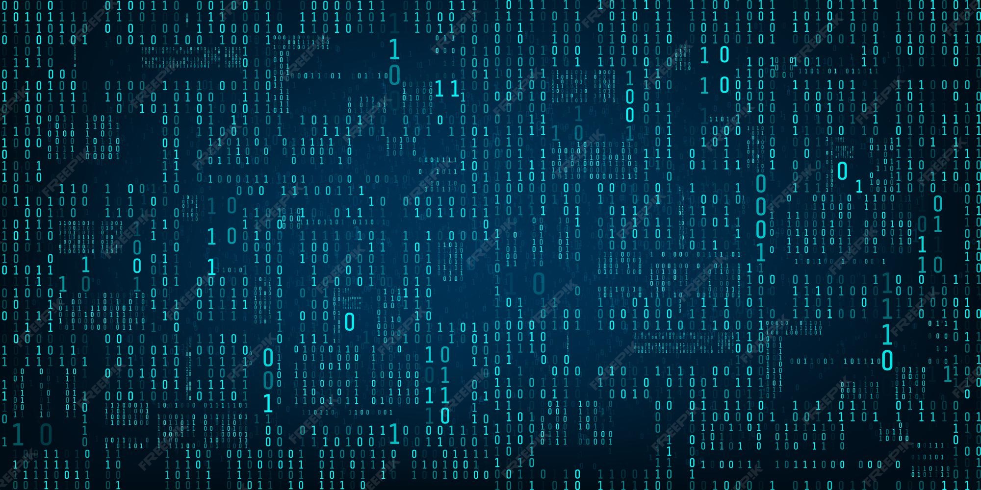 이진수의 행렬입니다 이진 컴퓨터 코드 미래 또는 공상 과학 배경입니다 파란색 임의의 디지털 숫자의 흐름입니다 어두운 배경에 떨어지는 숫자 벡터 일러스트 레이 션