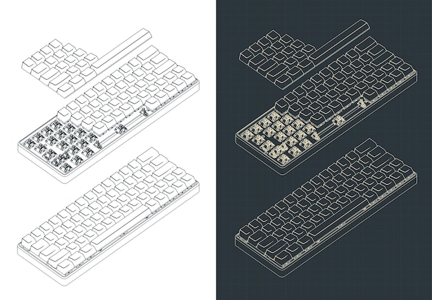 Premium Vector | Mechanical keyboard isometric drawings Premium Vector | Mechanical keyboard isometric drawings
